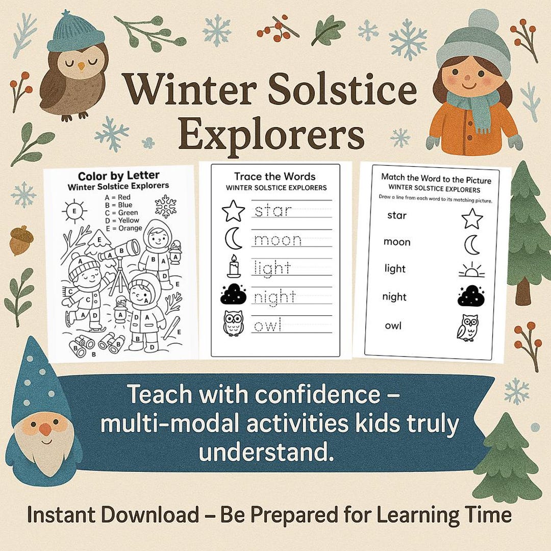 Preschool Activity Pack for Prepared Parents | Winter Solstice ...