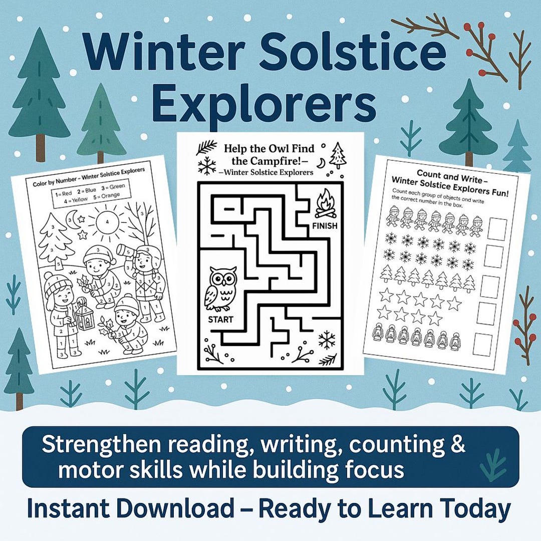 Preschool Worksheets for School Readiness Skills | Winter Solstice ...