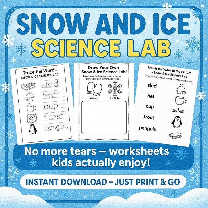 Preschool Worksheets for Early Writing & Vocabulary – Snow and Ice ...