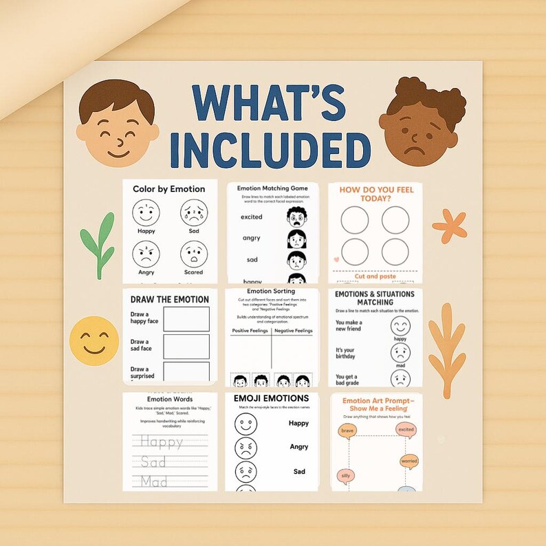 Back to School Emotions Worksheets for Preschool | Feelings Printable ...