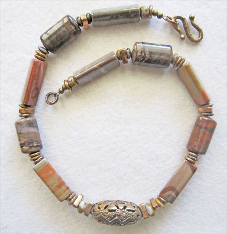 Gemstone and Bronze Necklace is Distinctive and Sleek - Etsy