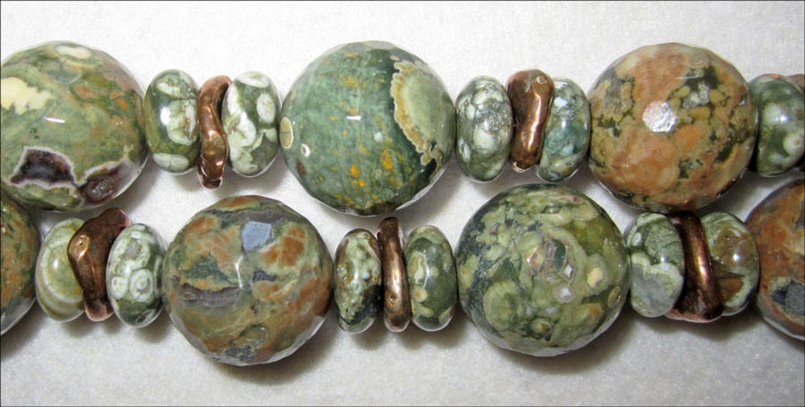 Magnificent Rhyolite Necklace in Green Orange and Terra-cotta - Etsy