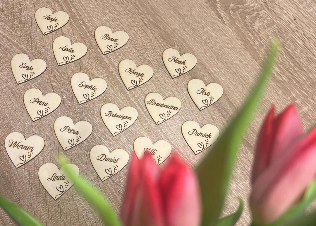 Heart Nameplates Made of Wood - Etsy
