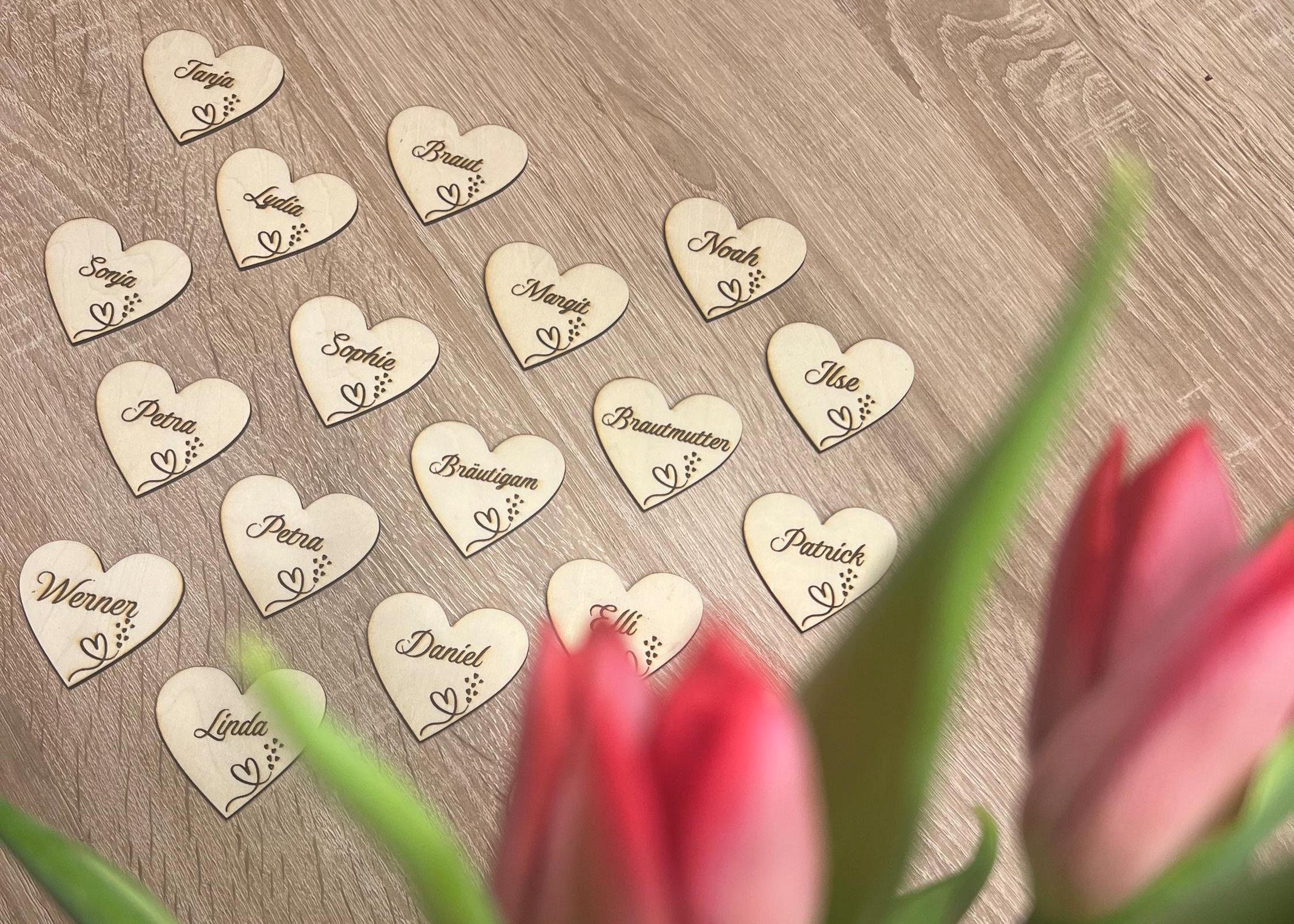 Heart Nameplates Made of Wood - Etsy