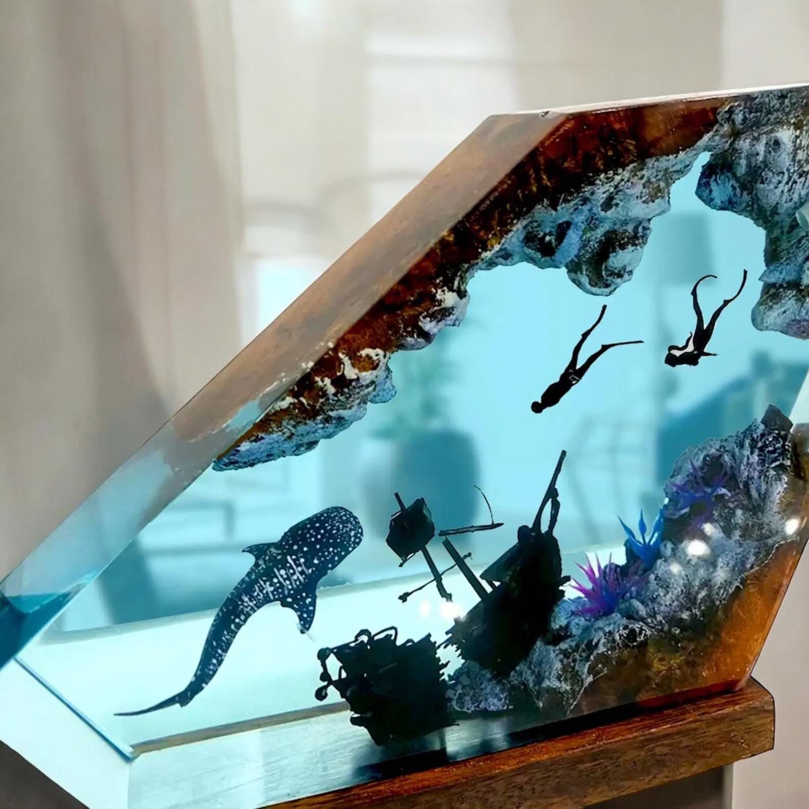 Seabed Exploration Resin Table Night Light Resin Lamp Lamp Diving ...