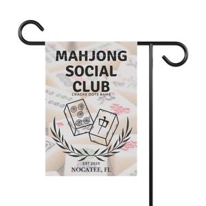 Mahjong Social Club Banner, Personalized Mahjong Welcome Flag, Mahjong ...