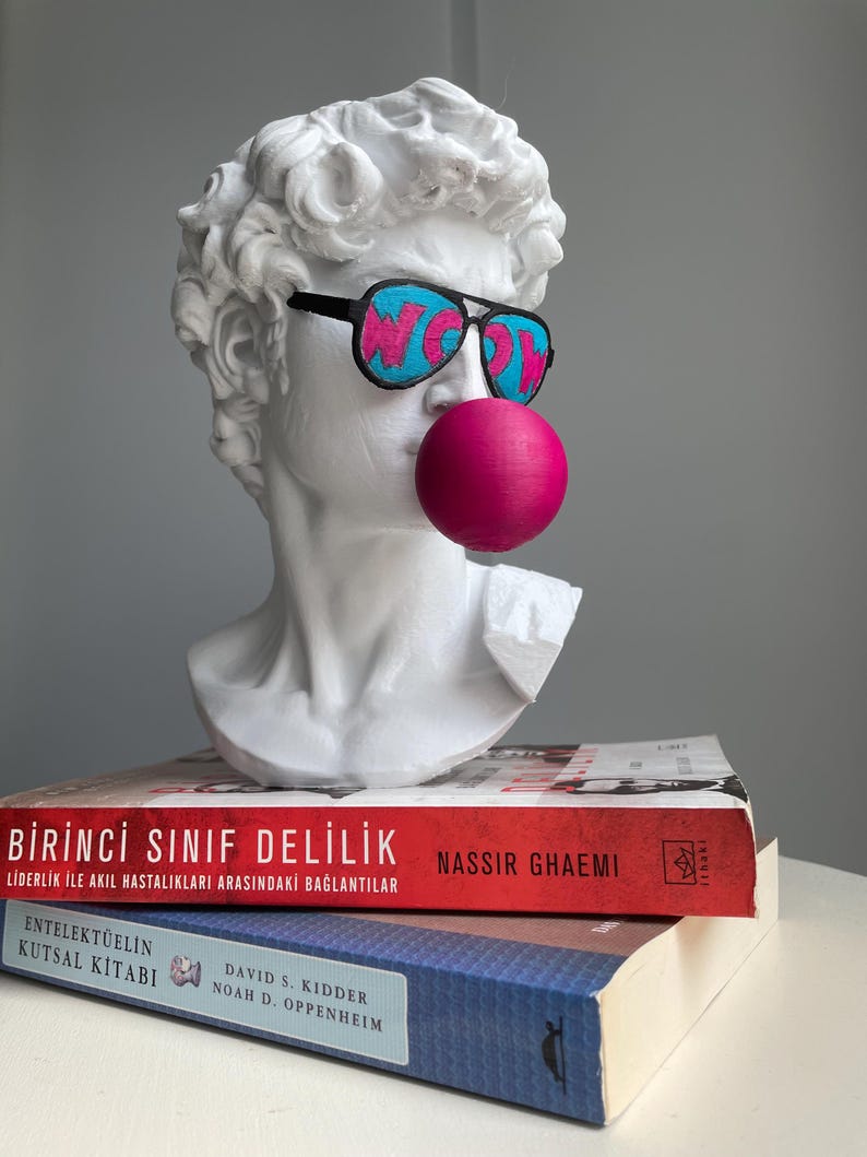 David Bust Woow Pop Art Michellangelo's David Sculpture Hand Painted 8 ...