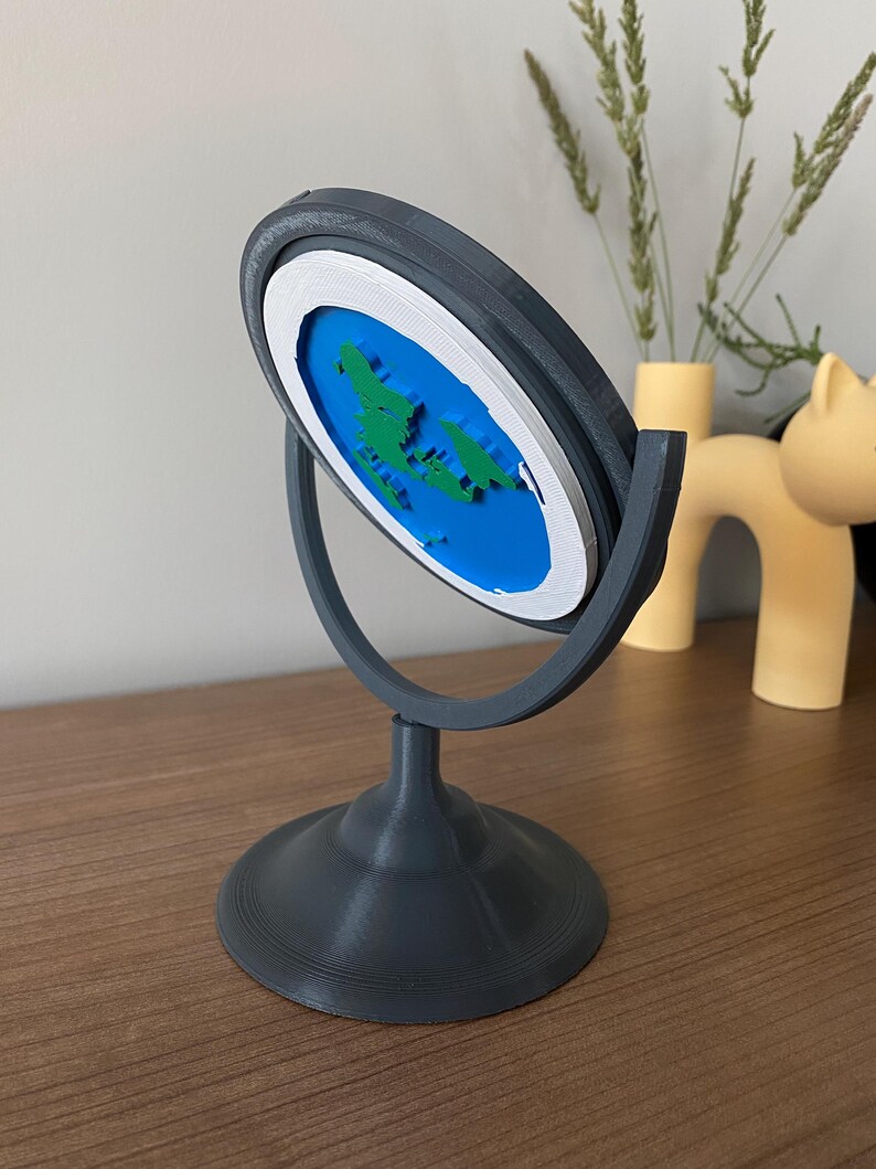 Hand-painted Flat Earth Globe: PLA Desktop Decor (19cm Height) - Etsy
