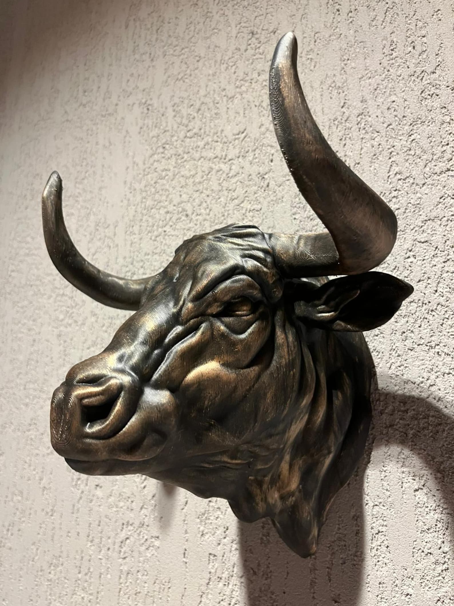 Black Bull Head Wall Decor: Rustic Bronze Finish, Modern Sculpture - Etsy
