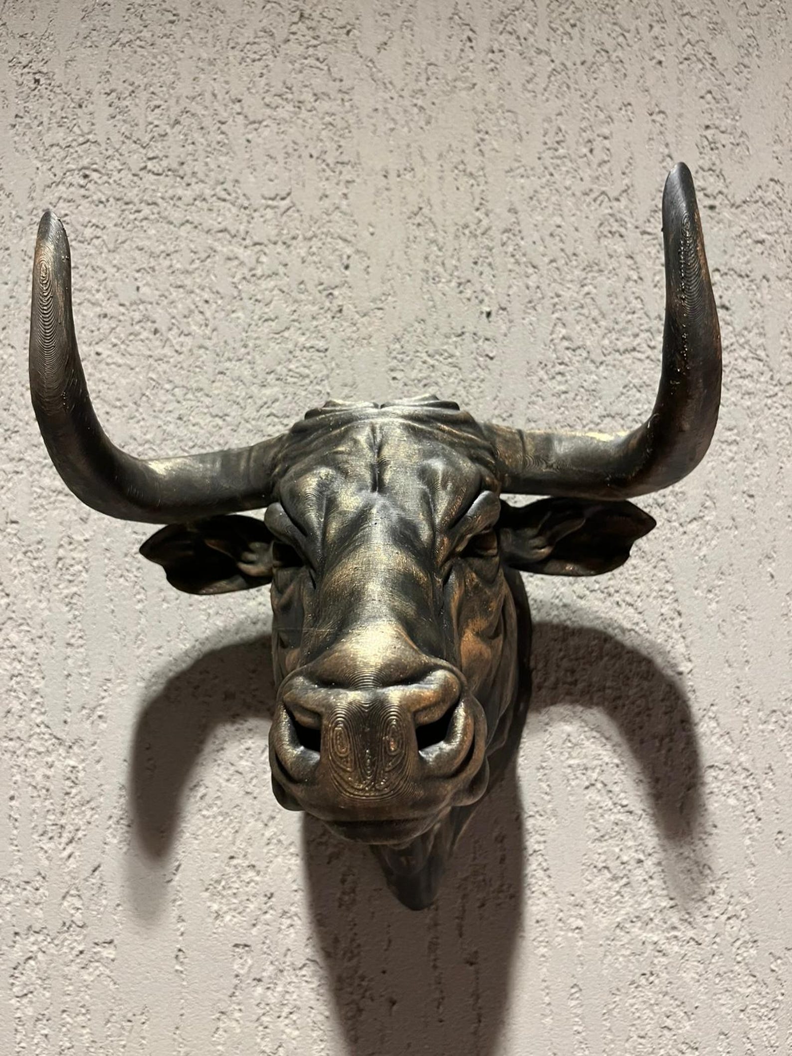 Black Bull Head Wall Decor: Rustic Bronze Finish, Modern Sculpture - Etsy