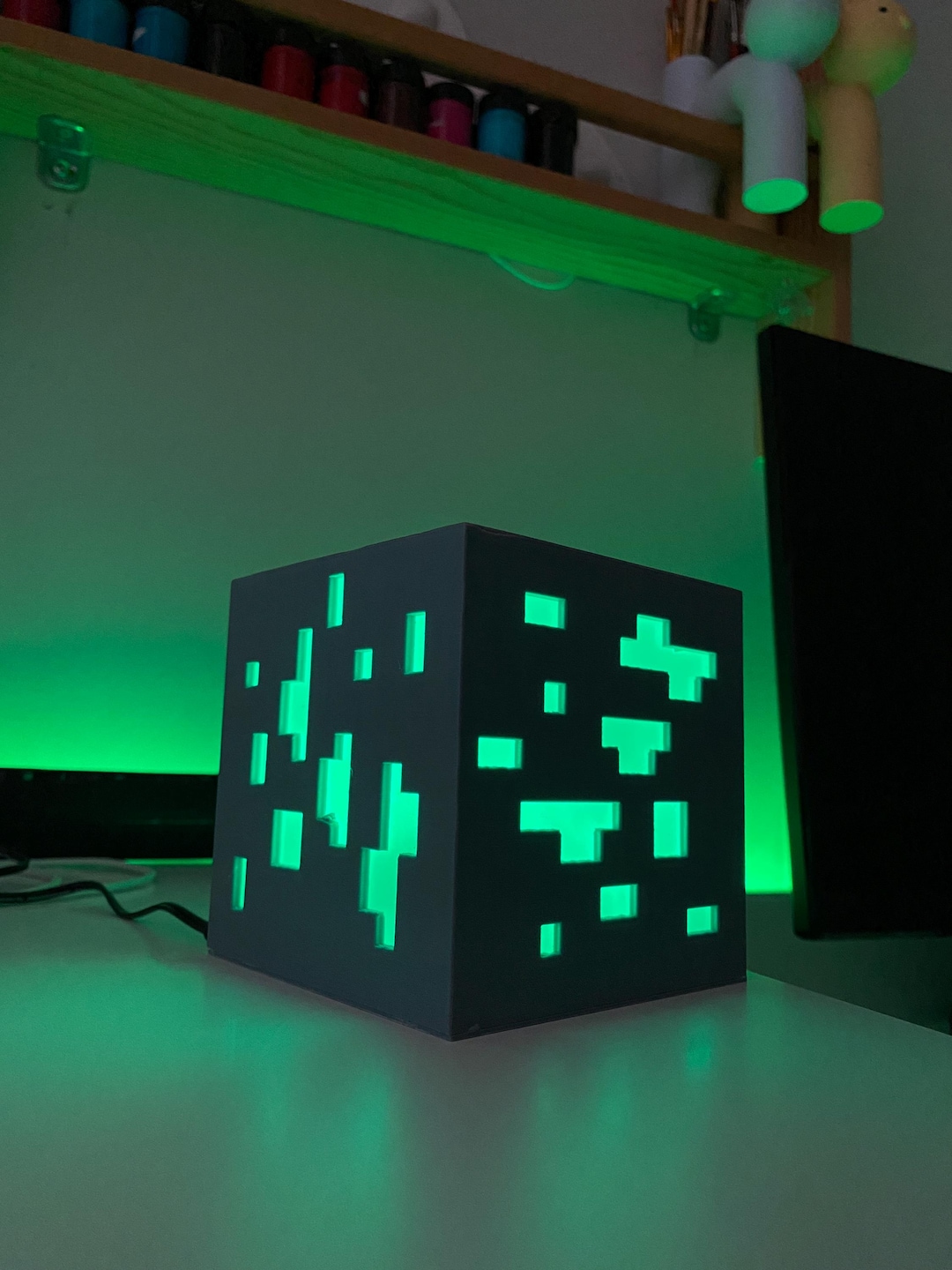Minecraft Diamond Ore Lamp Decorative Gamer Desk Lamp Minecraft Gamer ...