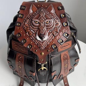Wolf Mens Leather Backpack Leather Backpack Purse Men Leather Backpacks ...
