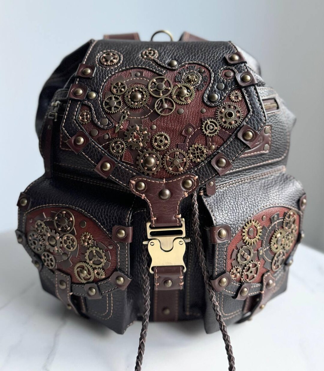 Steampunk Mens Leather Backpack Leather Backpack Purse Men Leather ...