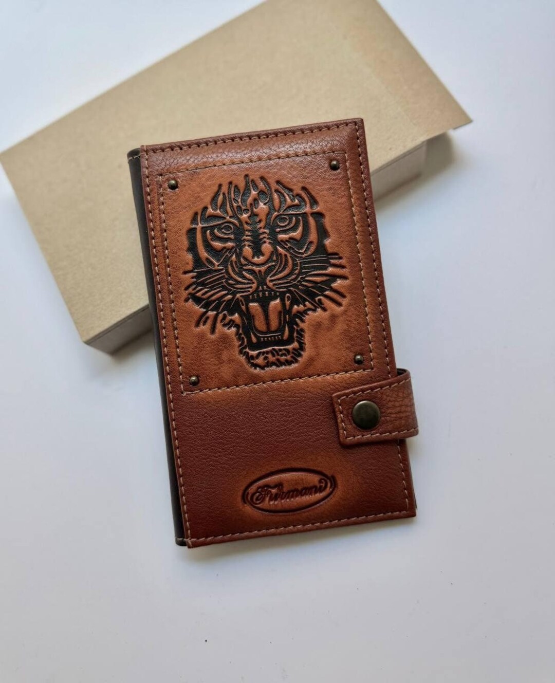 Tiger Mens Leather Wallet Business Card Holder Wallet Minimalist Slim ...