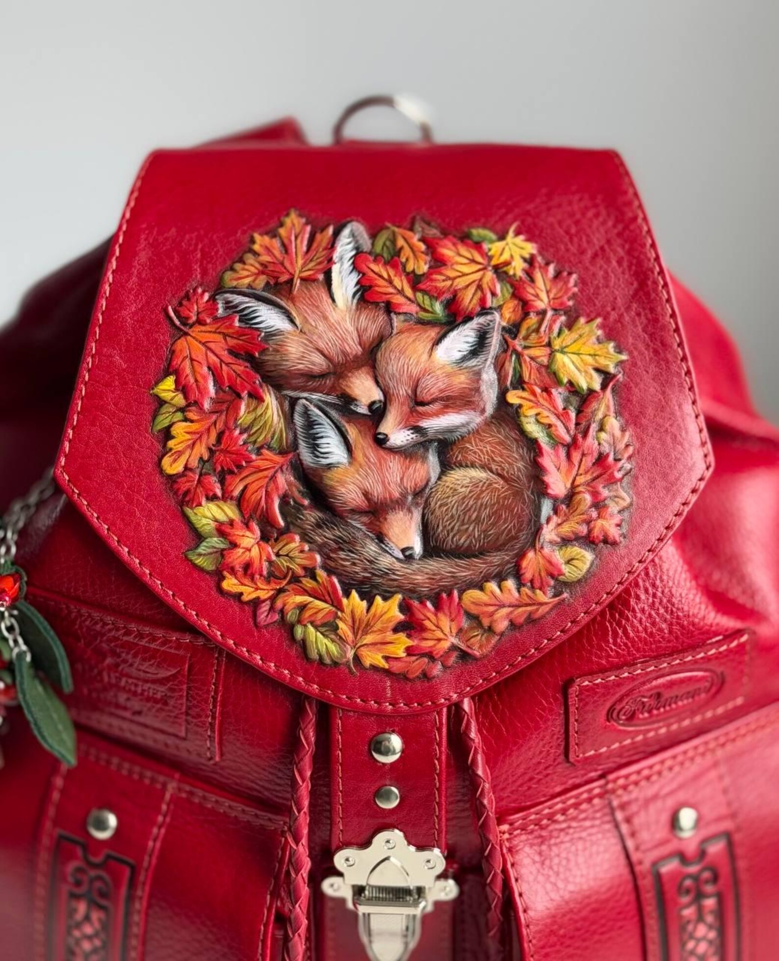 Fox Womens Leather Backpack Boho Backpack Leather Backpack Purse Women ...