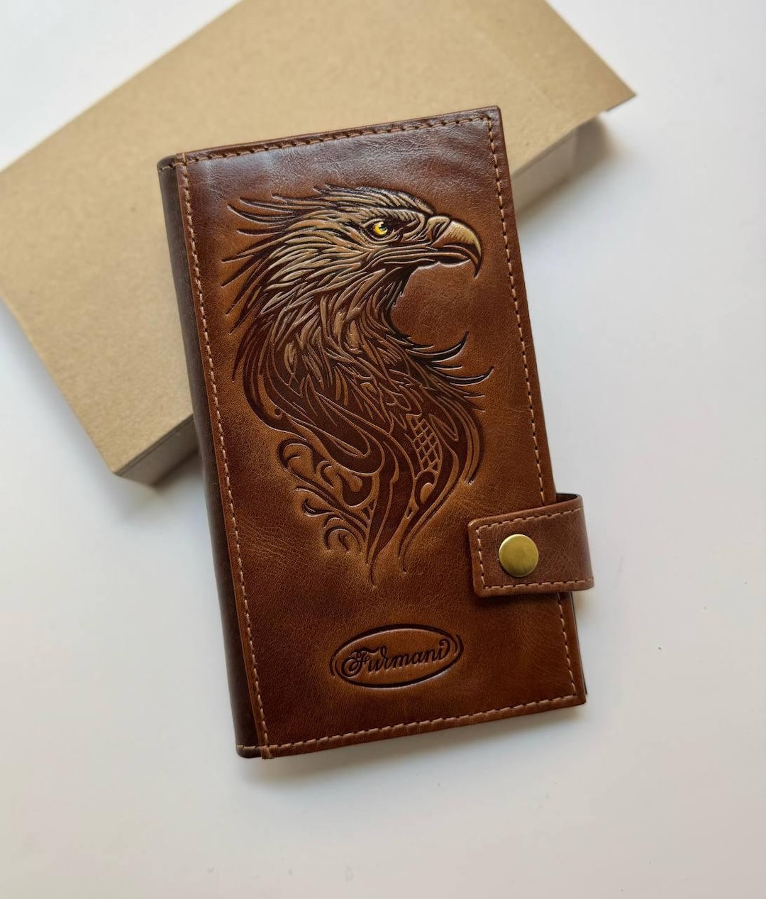 Eagle Mens Leather Wallet Business Card Holder Wallet Minimalist Slim ...