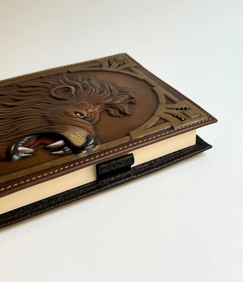 Lion Refillable Leather Journal Cover Leo Leather Notebook Cover ...