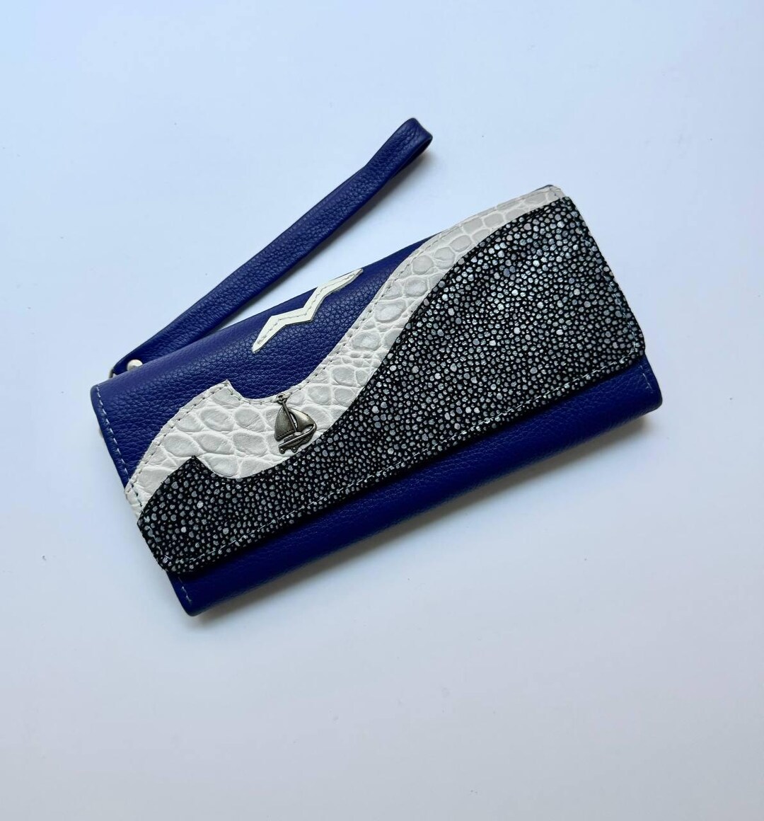 Sailboat Trifold Leather Wallet Womens Leather Wallet Cute Minimalist ...