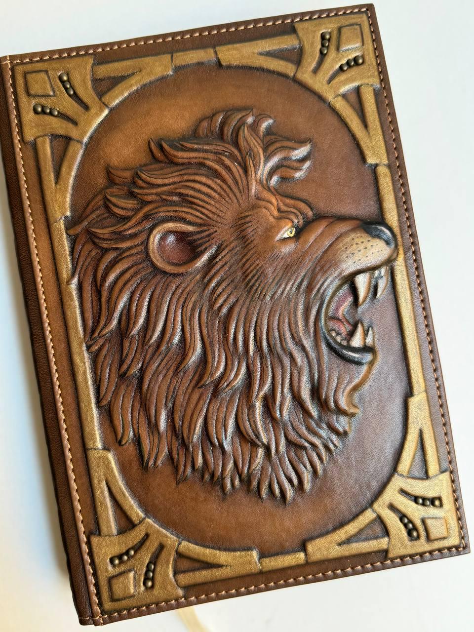 Lion Refillable Leather Journal Cover Leo Leather Notebook Cover ...