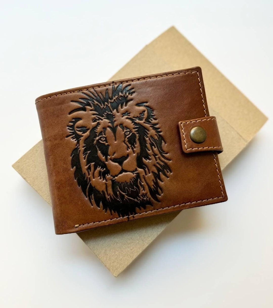 Leo Zodiac Sign Gifts Lion Mens Leather Wallet Business Card Holder ...