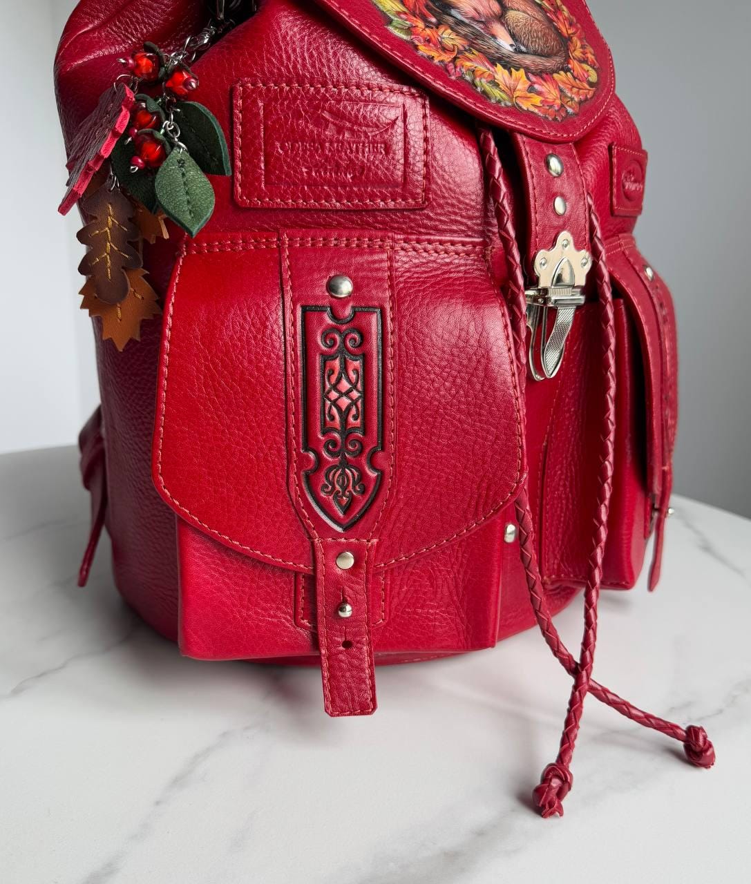 Fox Womens Leather Backpack Boho Backpack Leather Backpack Purse Women ...