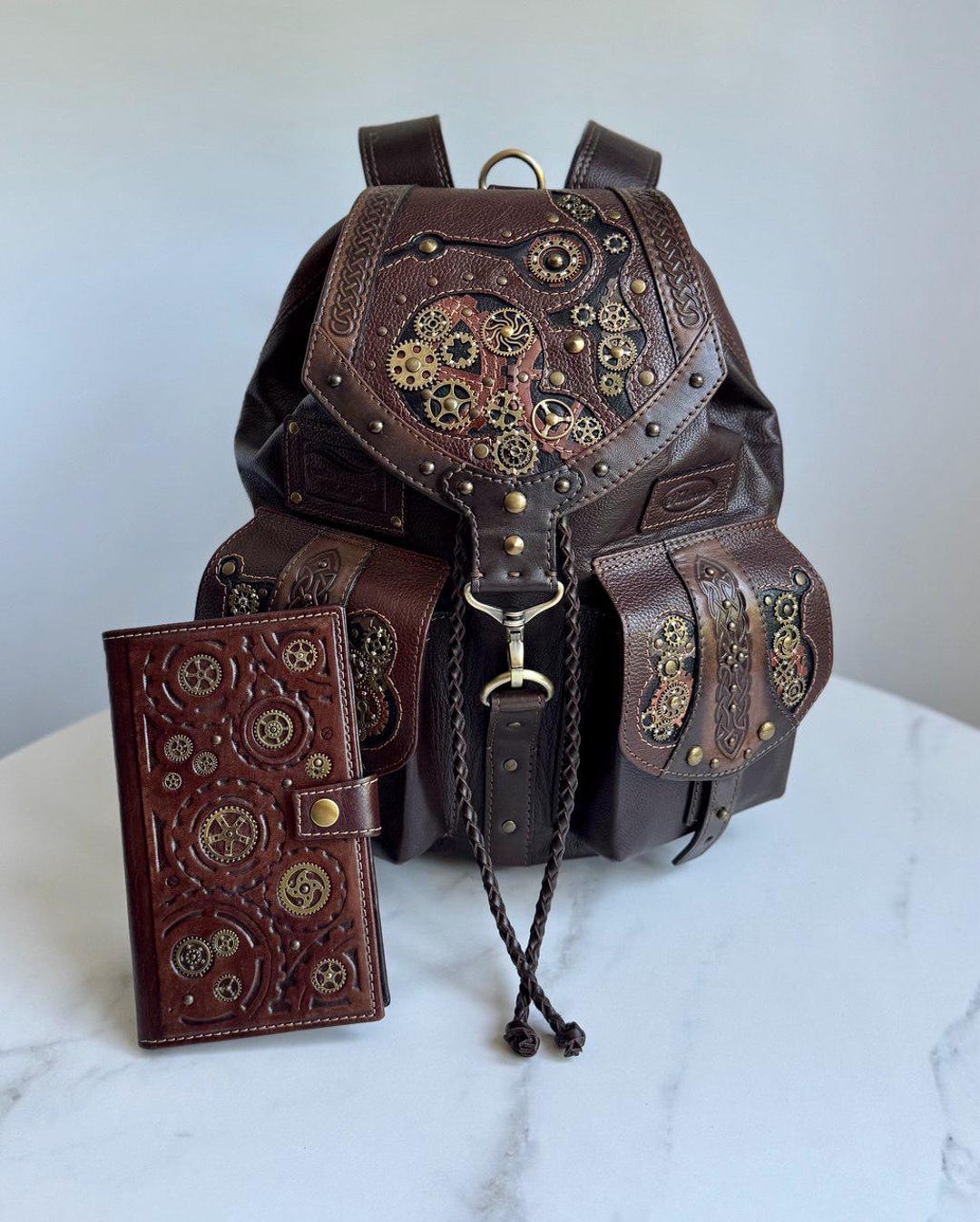 Steampunk Mens Leather Backpack Leather Backpack Purse Men Mens Leather ...