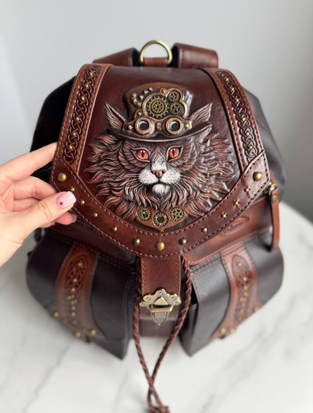 Steampunk Womens Leather Backpack Steampunk Decor Leather Backpack ...