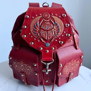 Scarab Womens Leather Backpack Leather Backpack Purse Women Leather Backpacks for Women Travel ...