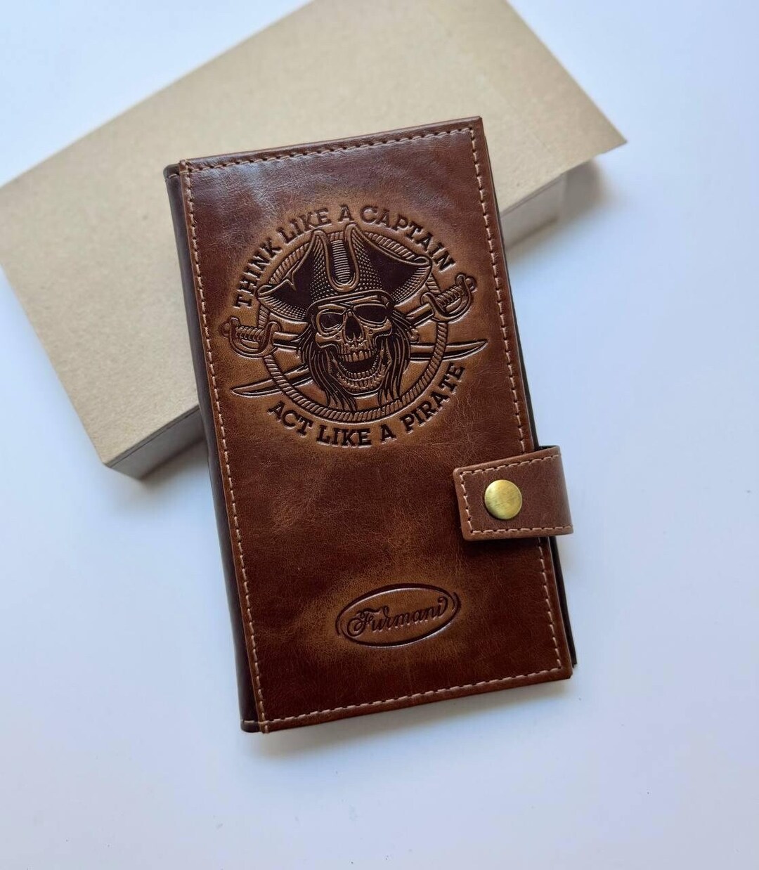 Pirate Mens Leather Wallet Business Card Holder Wallet Minimalist Slim ...