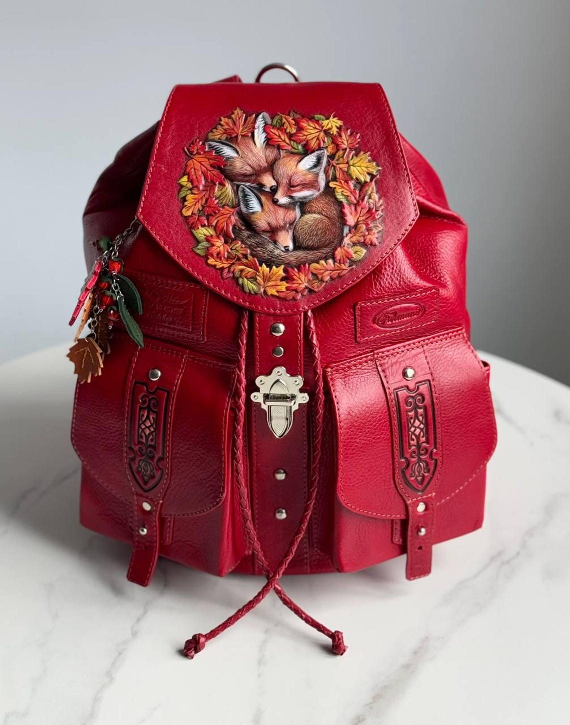 Fox Womens Leather Backpack Boho Backpack Leather Backpack Purse Women ...