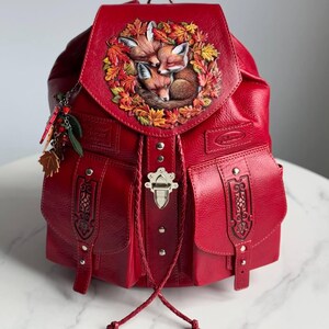 Fox Womens Leather Backpack Boho Backpack Leather Backpack Purse Women ...