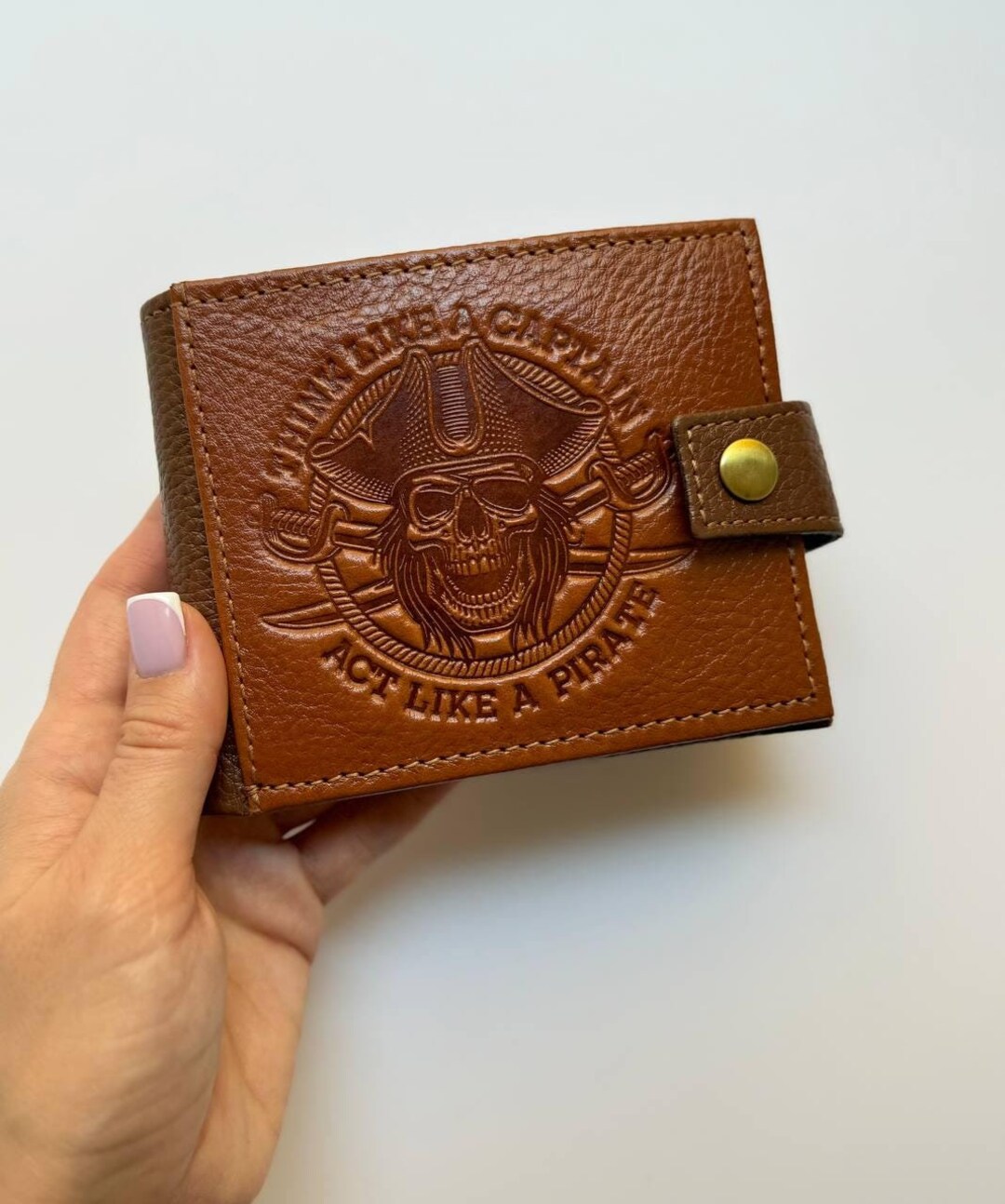 Pirate Mens Leather Wallet Business Card Holder Wallet Minimalist Slim ...