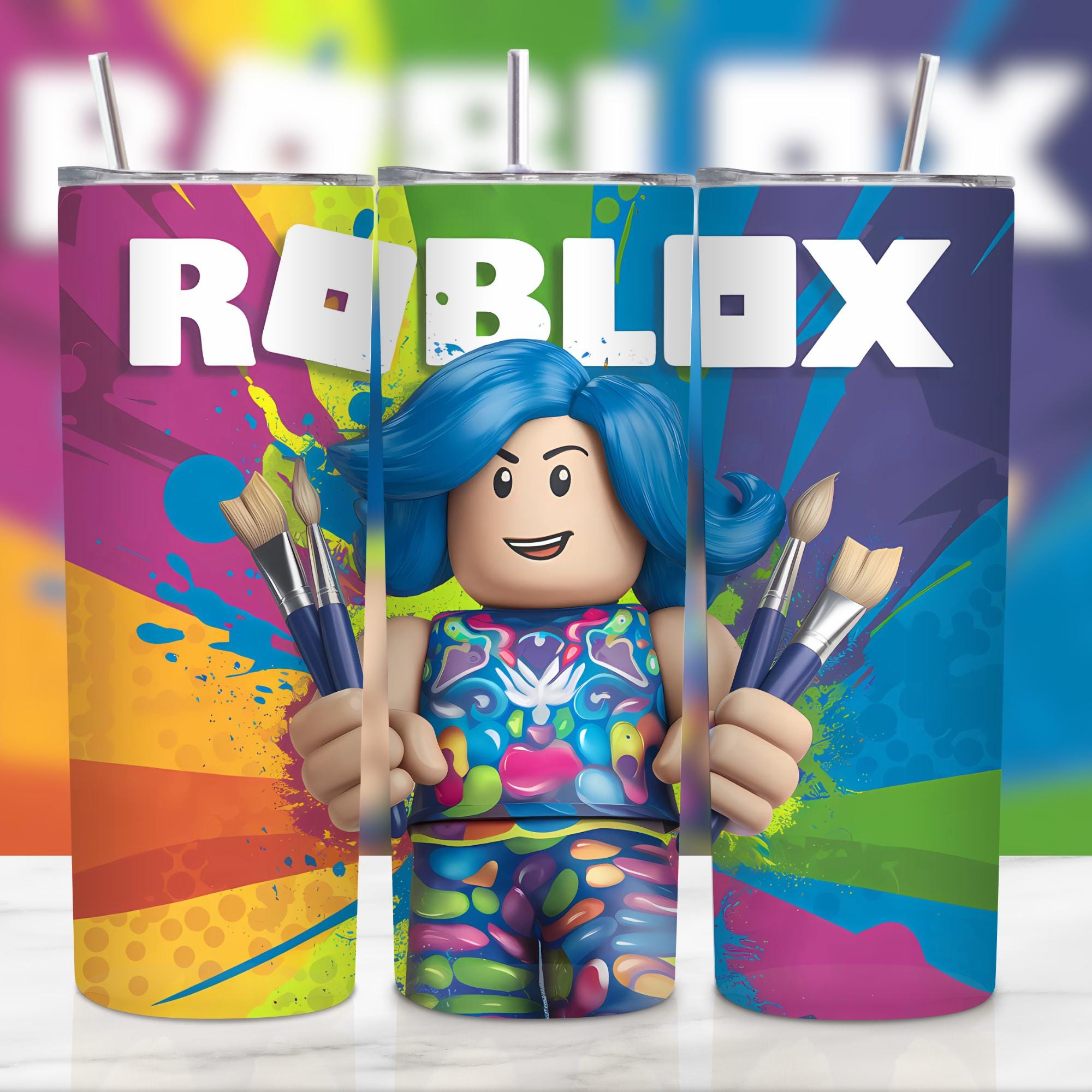 Roblox Game Character Tumbler Wrap PNG, 20 Oz Skinny Tumbler ...