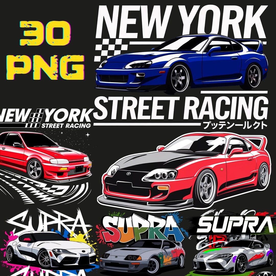 30 PNG Street Racing Car Designs | New York Racing Sublimation Bundle ...