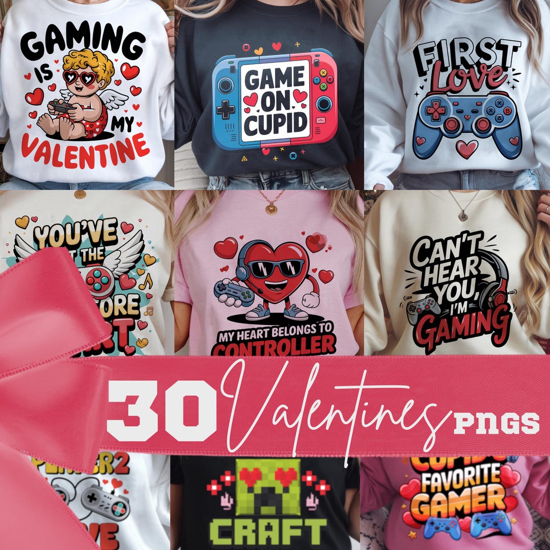 30 Gaming Valentine PNG Bundle | Gamer Love PNG | Funny Valentine ...