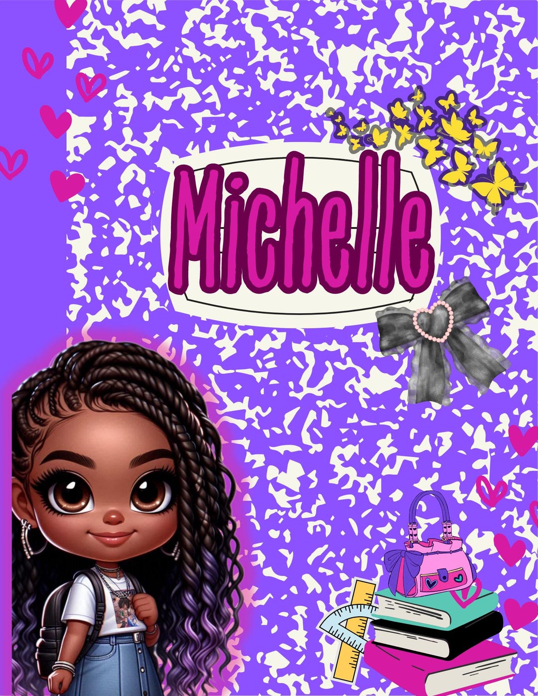 Purple Composition Notebook Cover/girl Composite Cover/purple Notebook ...