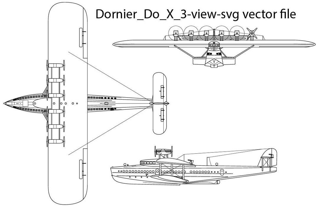 Dornier Do X 3 View Svg Vector File for Laser Engraving, Fiber Laser ...
