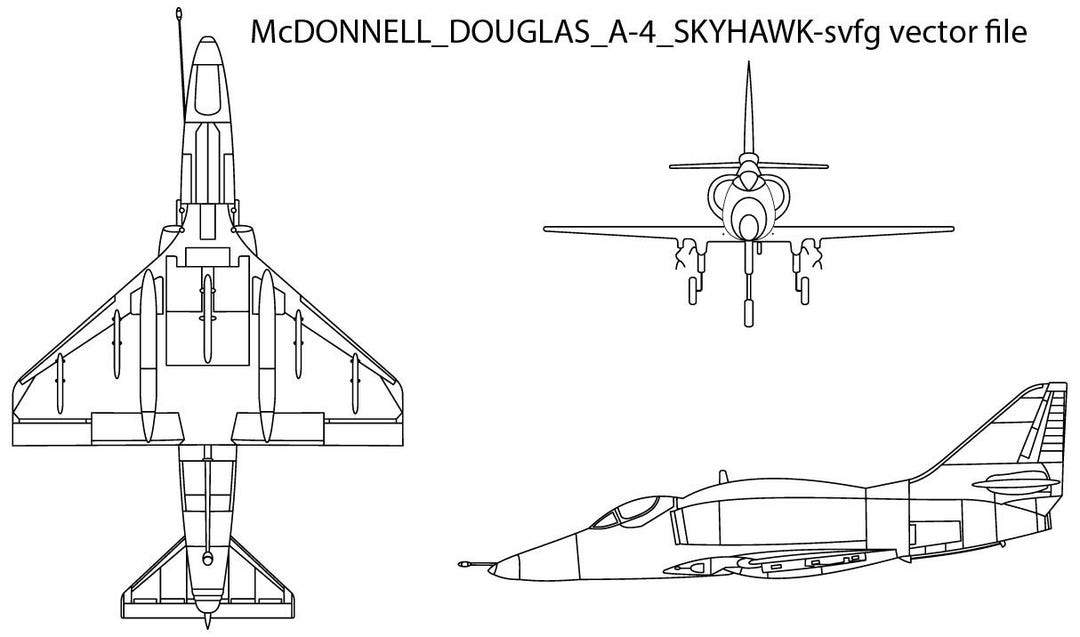 Mcdonnell DOUGLAS A 4 SKYHAWK SVG Vector File for Laser Engraving ...