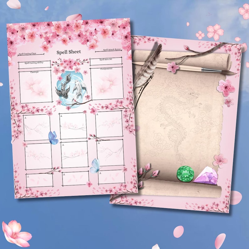 Pink Cherry Blossom Dnd 5E Character Sheet (printable PDF Digital ...