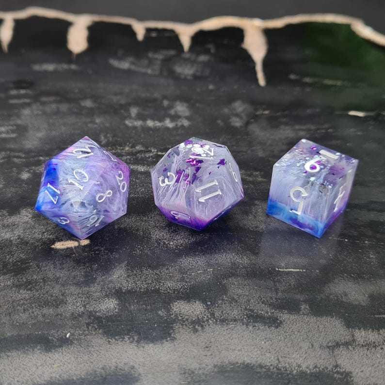 Handmade Cosmic Frost Dnd Dice Set: Sharp Edged 7 Piece RPG Dice - Etsy