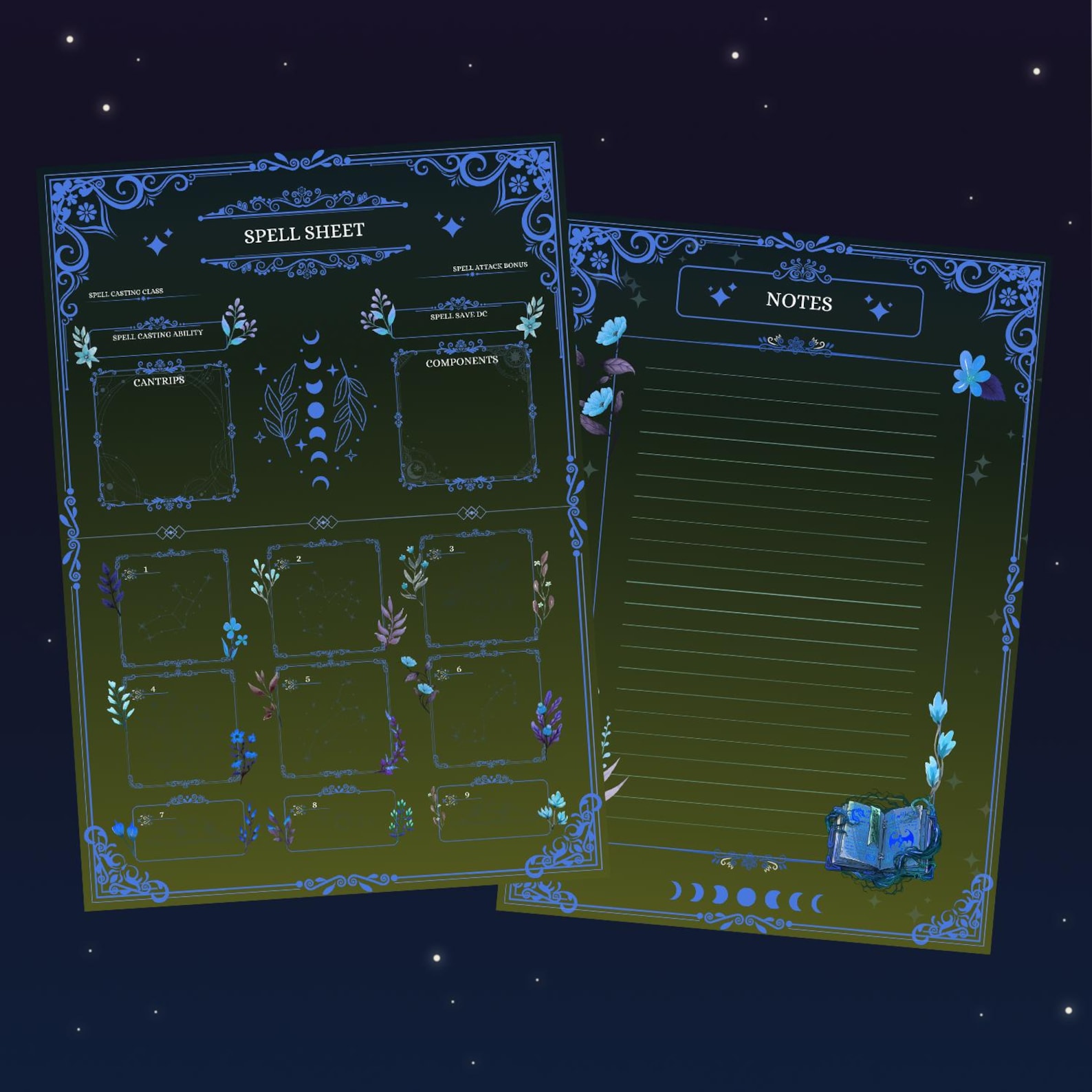 Dnd 5E Character Sheet – Celestial Theme | Printable RPG | Digital ...
