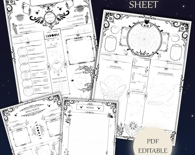 Written in the Stars - Downloadable Divination Character Sheet ...