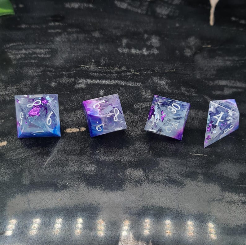 Handmade Cosmic Frost Dnd Dice Set: Sharp Edged 7 Piece RPG Dice - Etsy