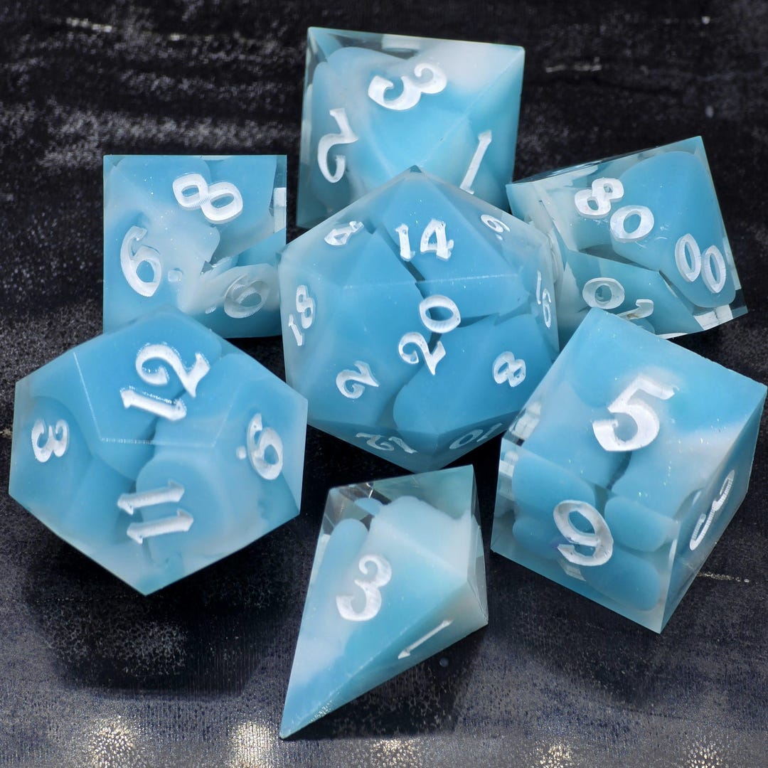 Crystal Snow Handmade Sharp Edged Dnd Dice Set - Etsy