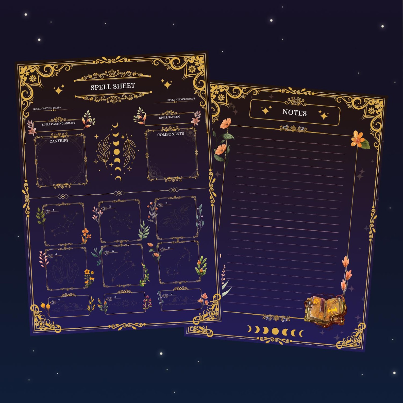 Dnd 5E Character Sheet – Celestial Theme | Printable RPG | Digital ...