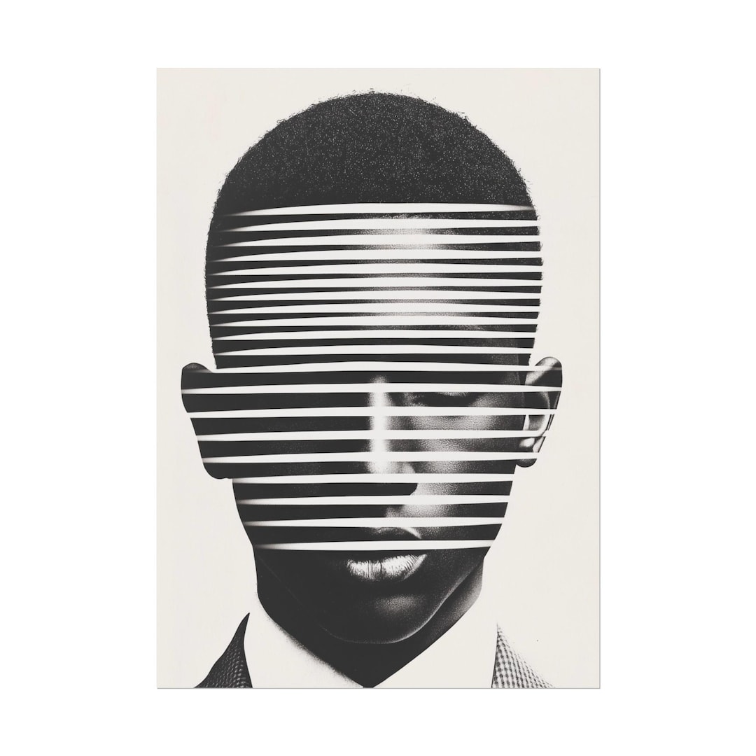 Layered Persona Poster, Fragmented Identity & Striped Mask, Conceptual ...