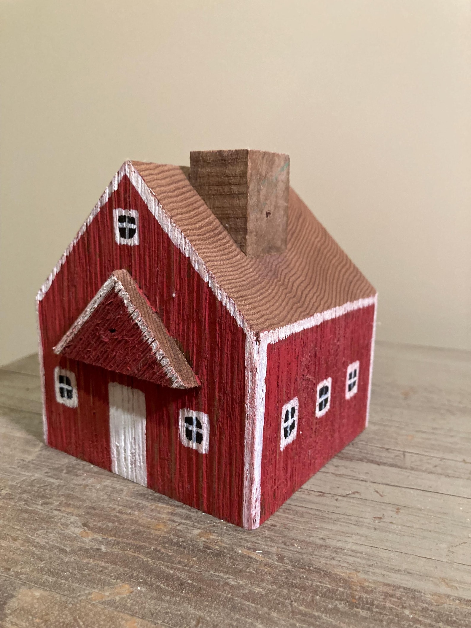 Wood Block House, Primitive, Country Cottage, Christmas Village, One of ...