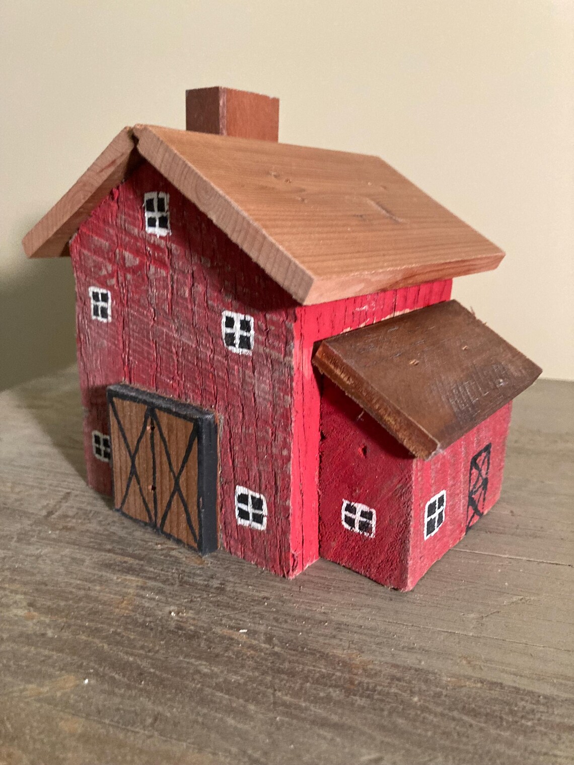 Wood Block House, Primitive, Country Cottage, Christmas Village, One of ...