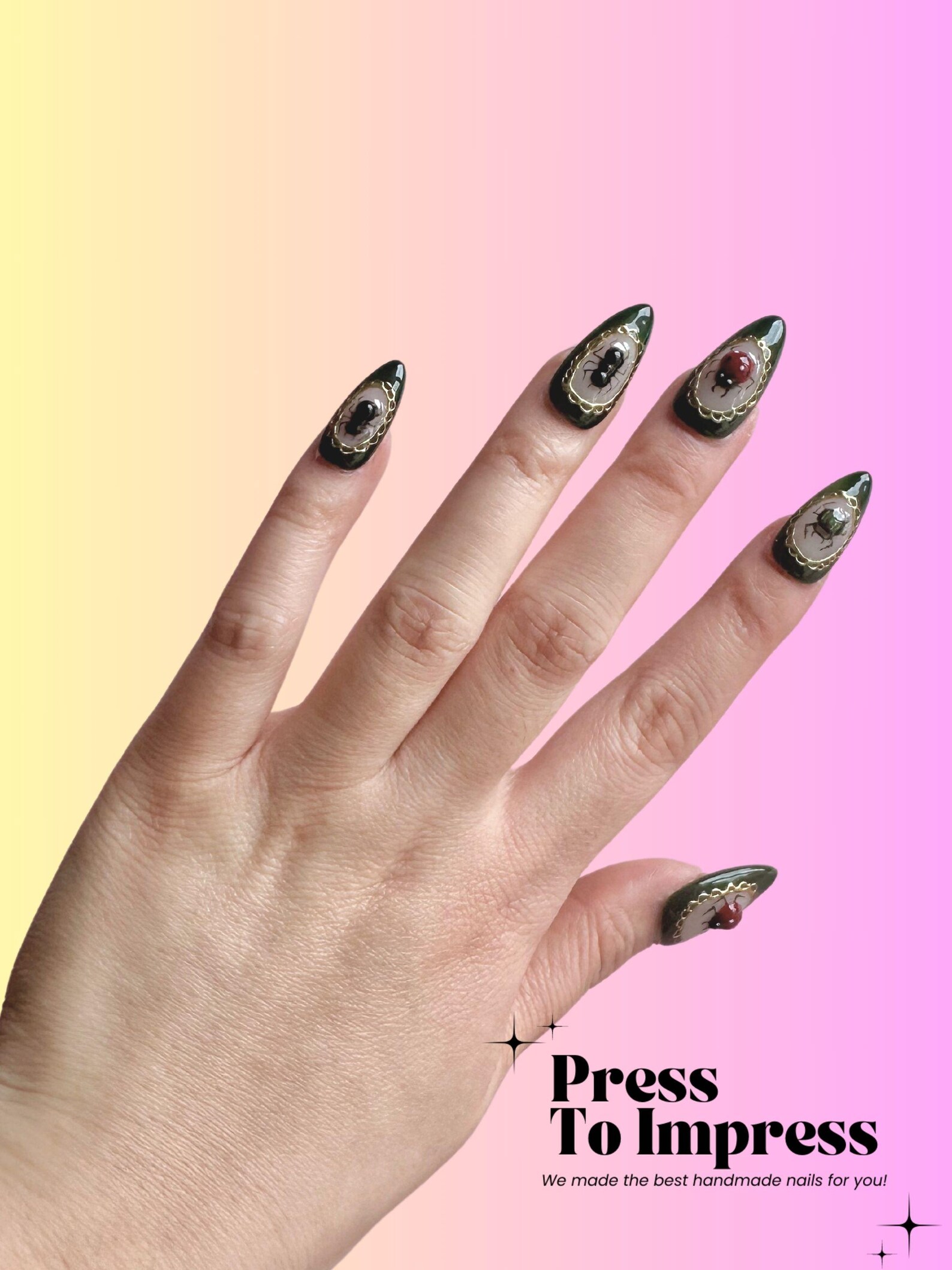 Bug Gallery Press on Nails/hand-painted 3D Insect Nails/hand-painted ...