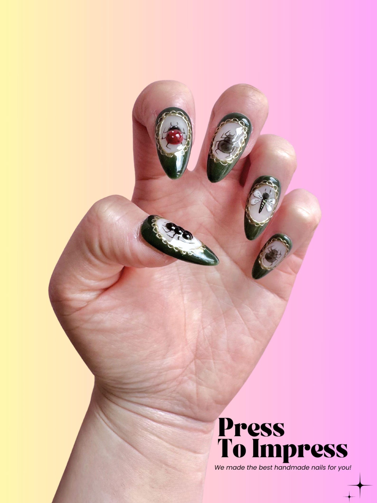 Bug Gallery Press on Nails/hand-painted 3D Insect Nails/hand-painted ...